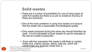 Management of fruit waste by products, mujahid hussain | PPTX