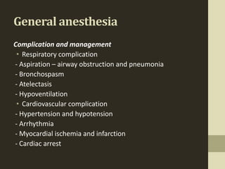 Management of General Anaesthesia | PPTX