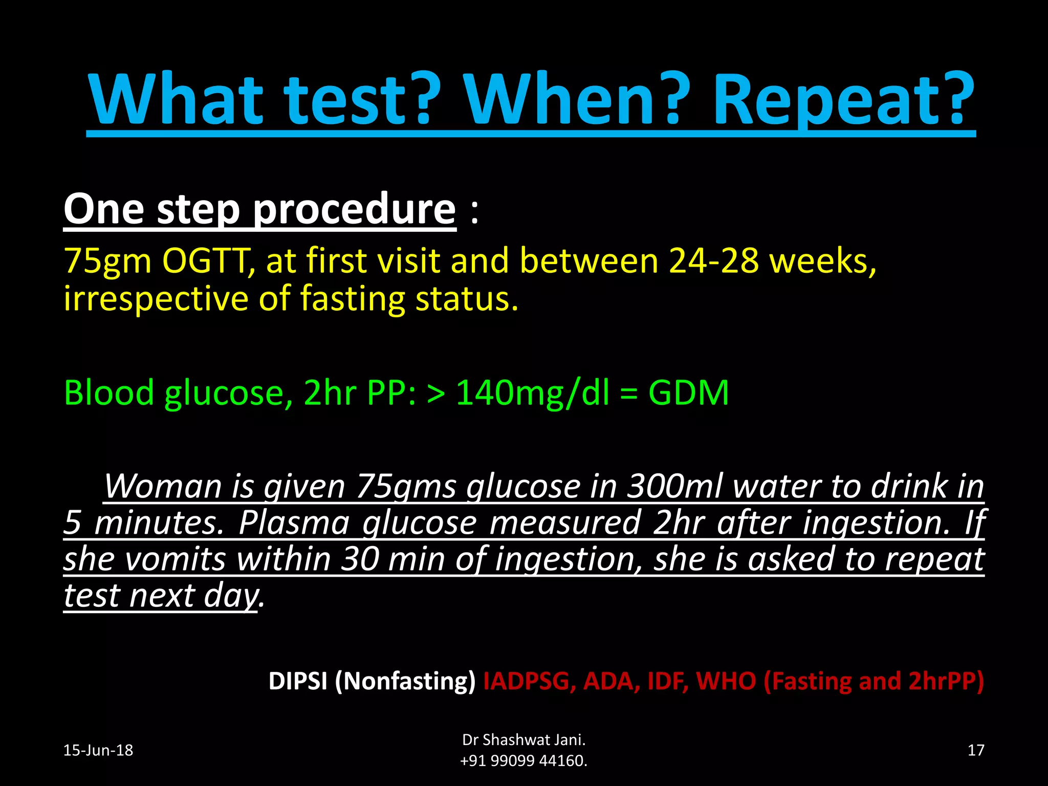 MANAGEMENT OF GESTATIONAL DIABETES MELLITUS BY DR SHASHWAT JANI | PDF