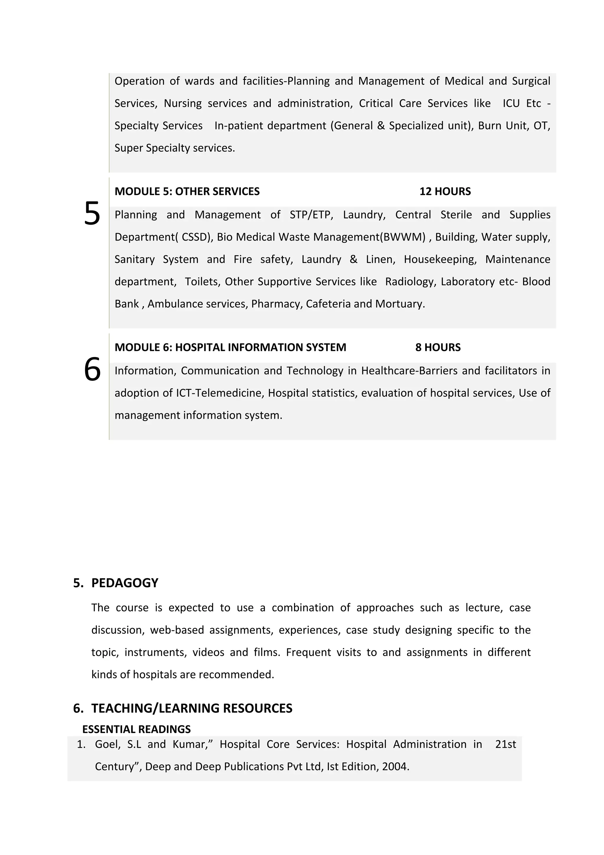 Management of hospital services | PDF