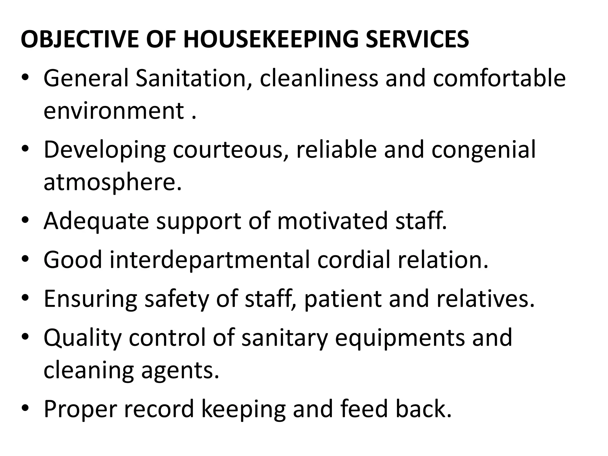 Management of housekeeping services in hospitals | PPTX