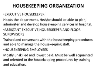 Management of housekeeping services in hospitals | PPTX