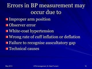 Management of hypertension by Dr. Basil Tumaini | PPTX