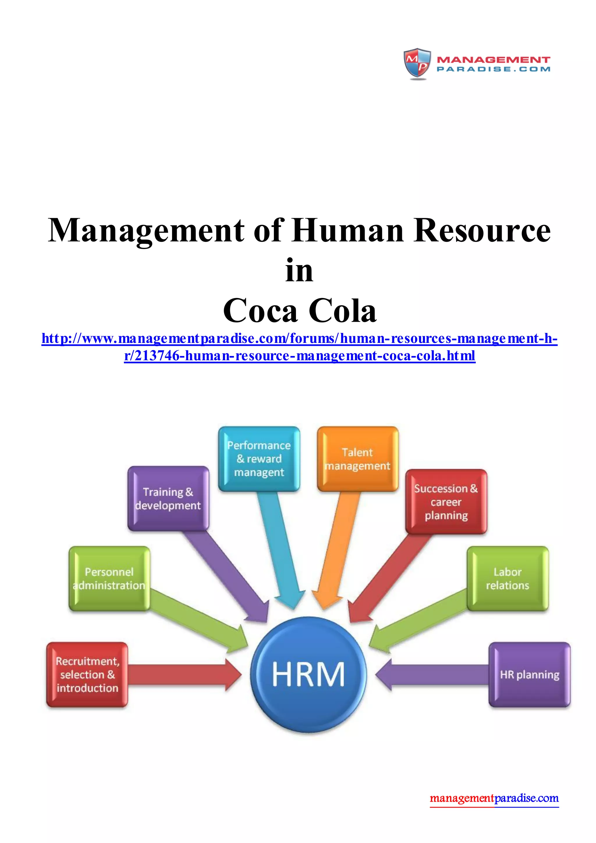 Management of human resource in coca cola | PDF