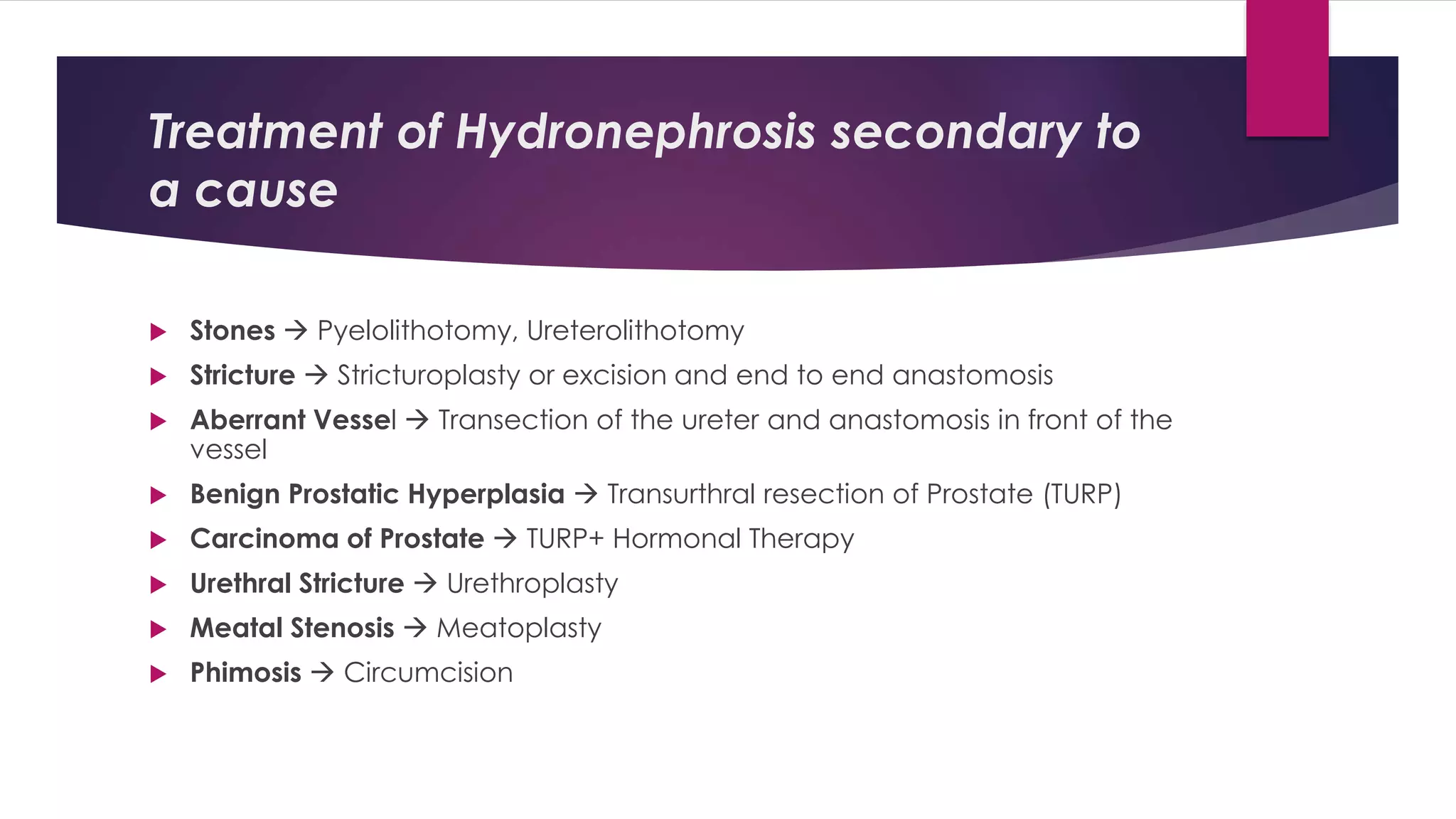Management of hydronephrosis | PPTX