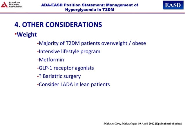 ADA EASD Management of hyperglycemia in type 2 | PPT | Diabetes ...