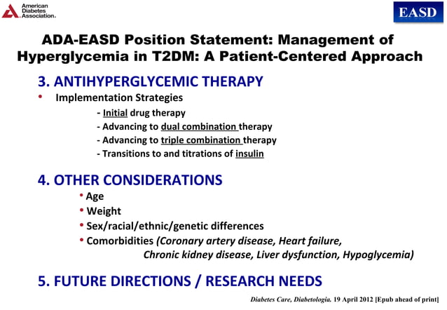 ADA EASD Management of hyperglycemia in type 2 | PPT | Diabetes ...