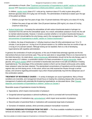 Management of hyperkalemia in children up todate (1) | PDF