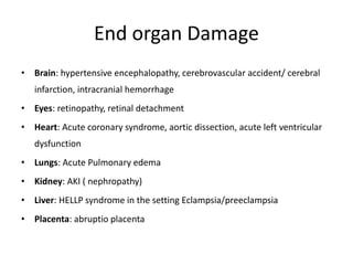 Management of hypertension and hypertensive emergencies | PPTX