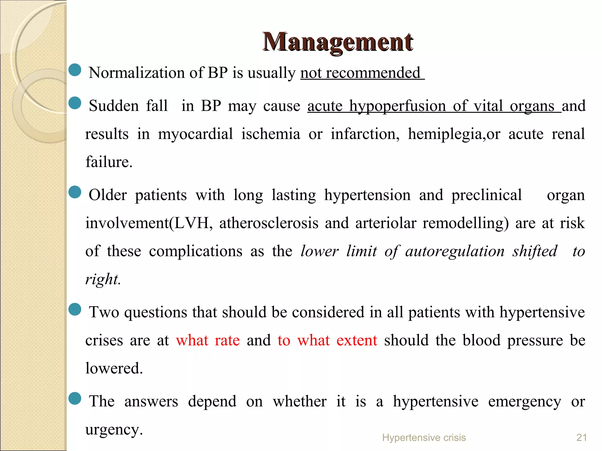 Management of hypertensive crisis | PPT