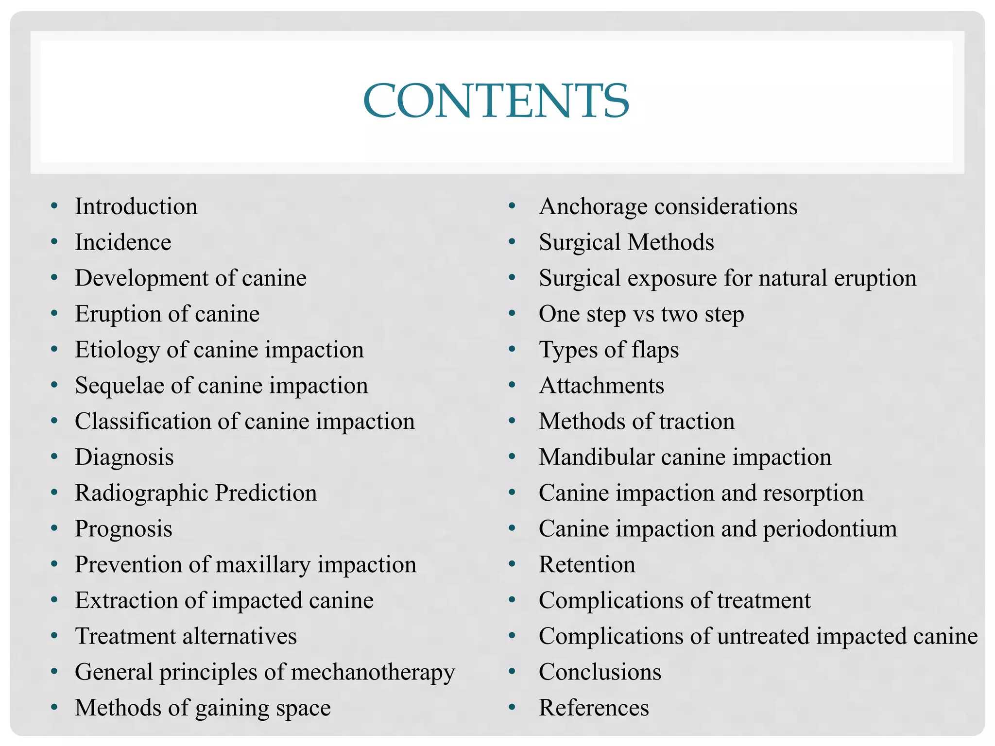 Management of impacted canines | PPTX