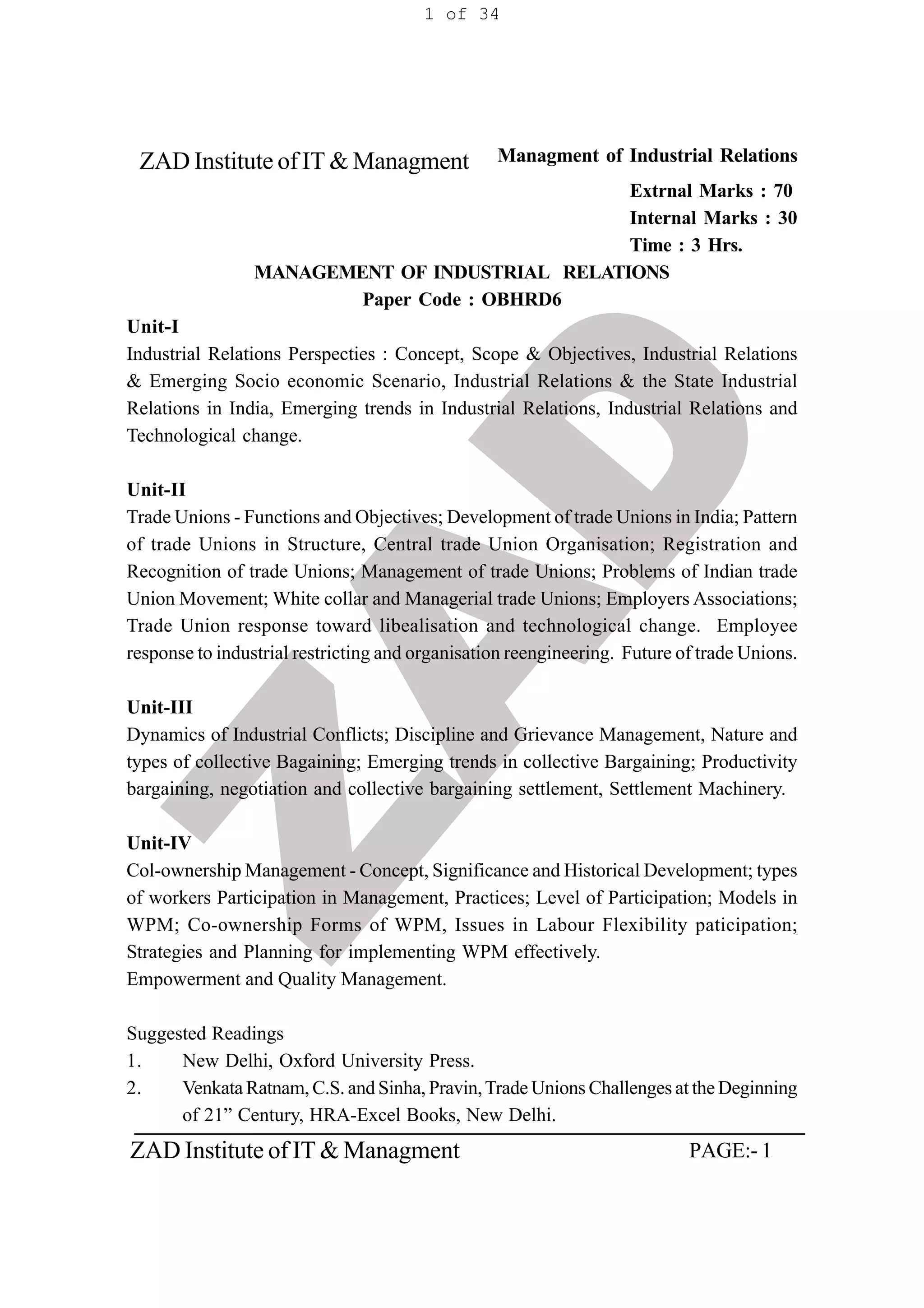 Management of industrial relations www.it-workss.com