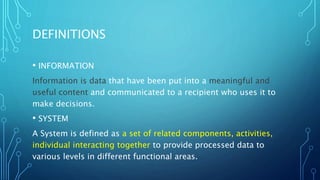 Management of information and evaluation system | PPTX | Healthcare Industry | Industries