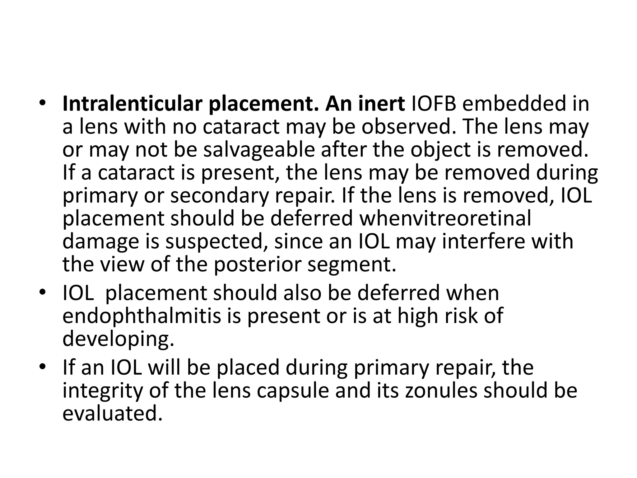 Management of intra ocular foreign body | PPTX