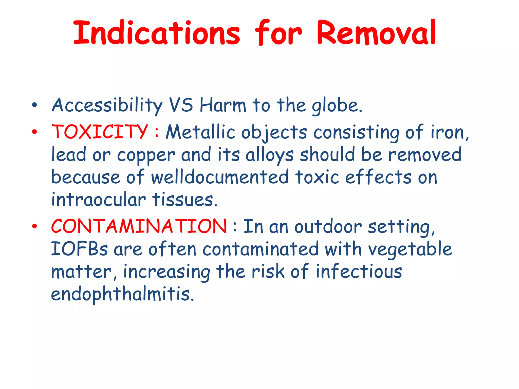 Management of intra ocular foreign body | PPTX