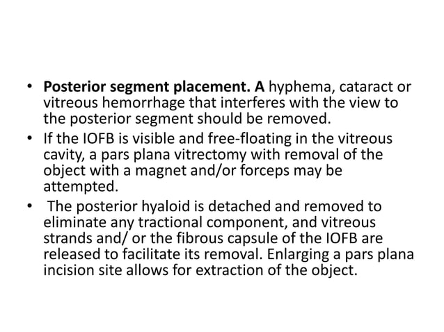 Management of intra ocular foreign body | PPTX