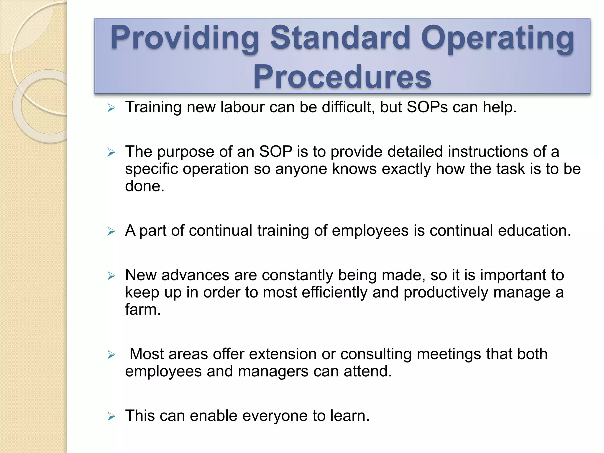 Management of labours of the farm and labour | PPTX