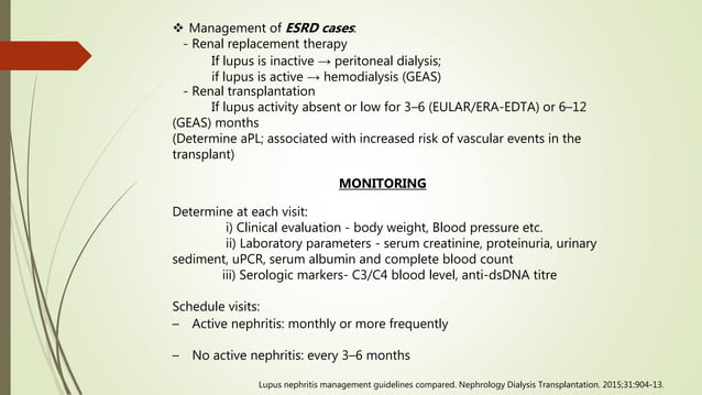 Management of lupus nephritis | PPTX | Blood Disorders | Diseases and ...