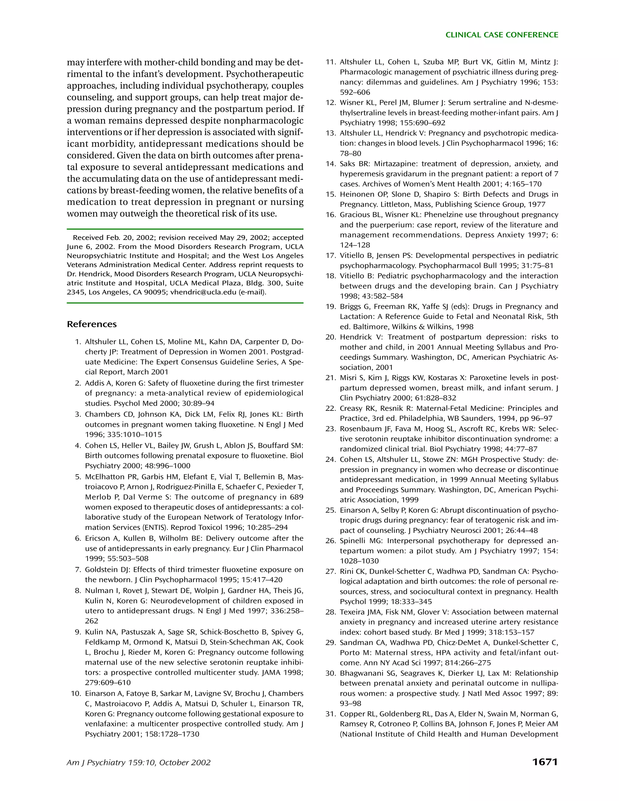 Management Of Major Depression During Pregnancy | PDF