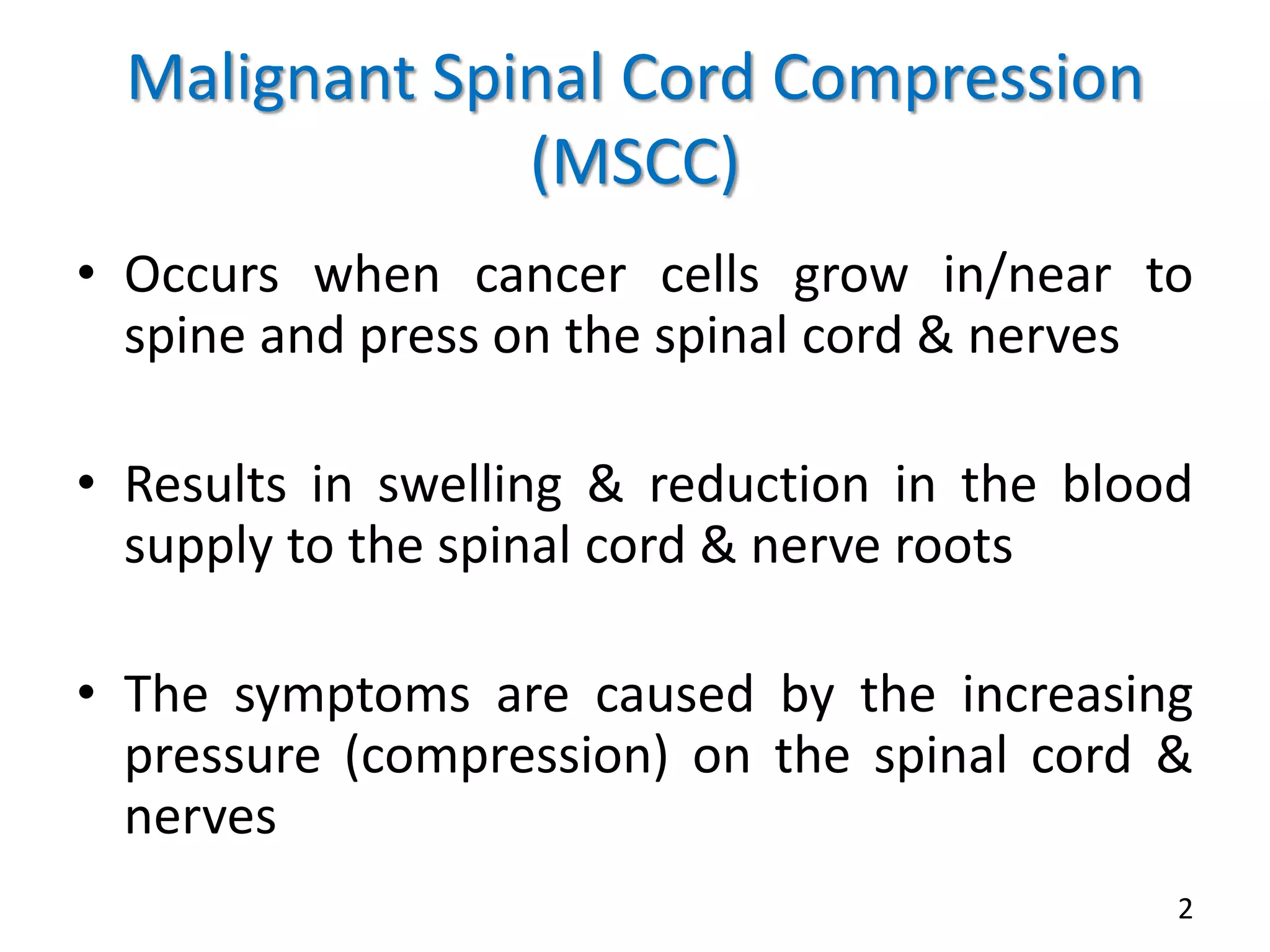 Management of malignant spinal cord compression | PPTX