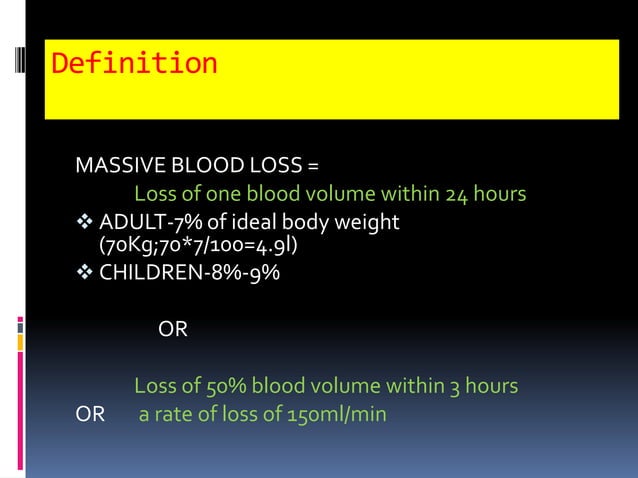 Management of massive blood loss | PPTX | First Aid | Injuries