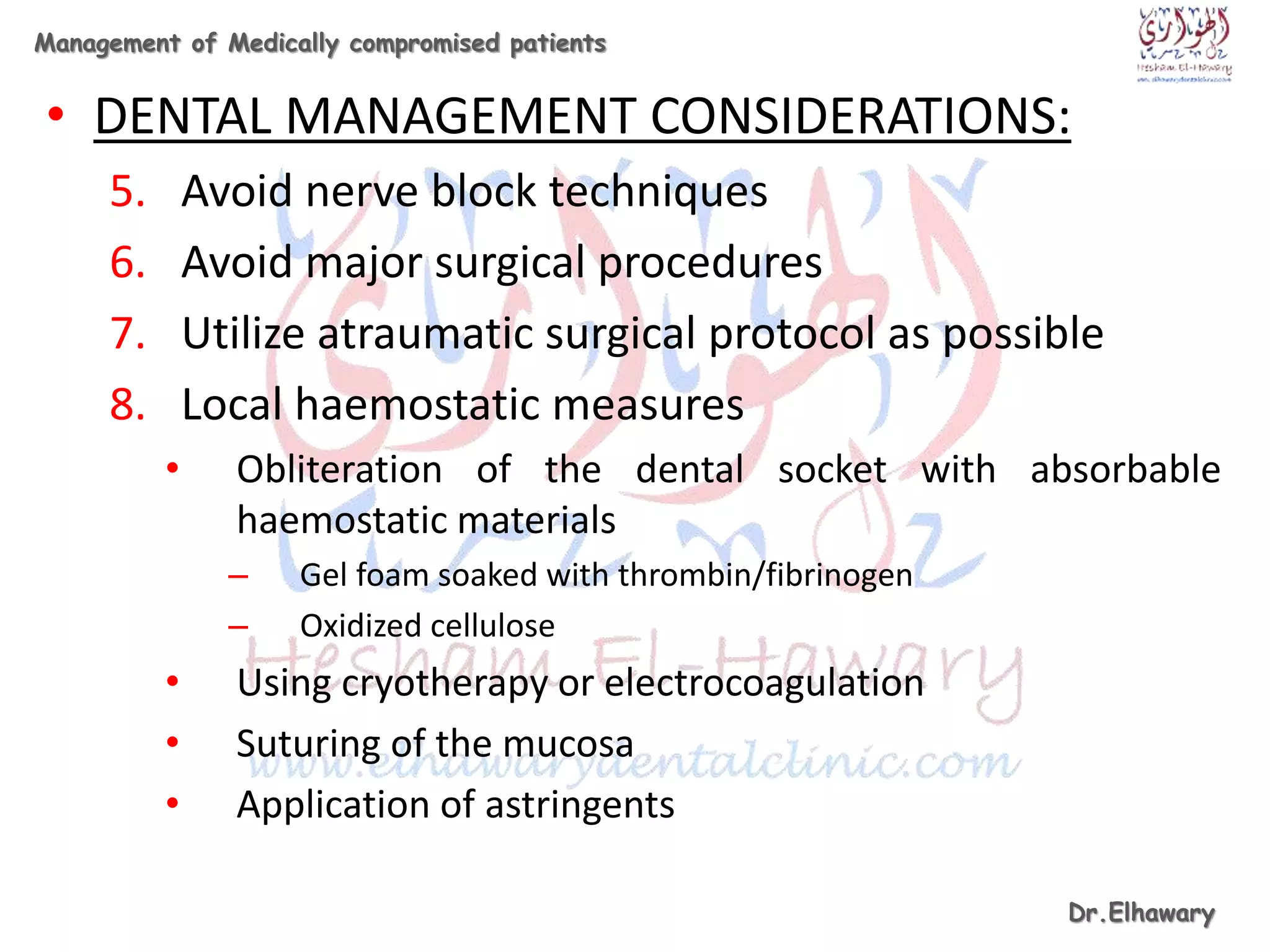 Management of medically compromised patients | PPTX