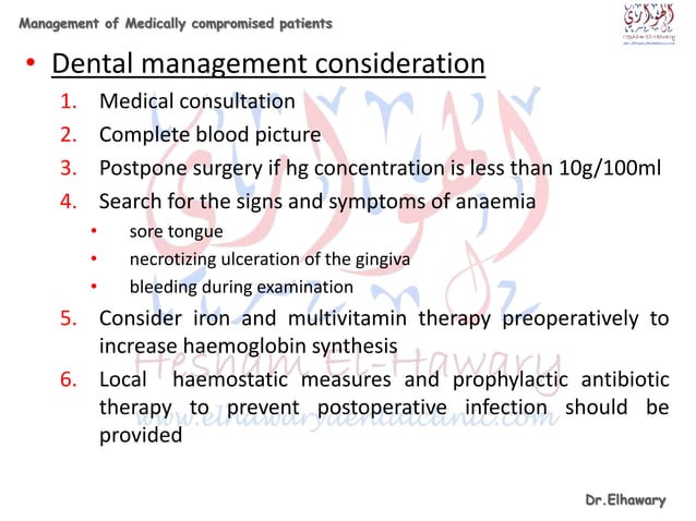 Management of medically compromised patients | PPTX