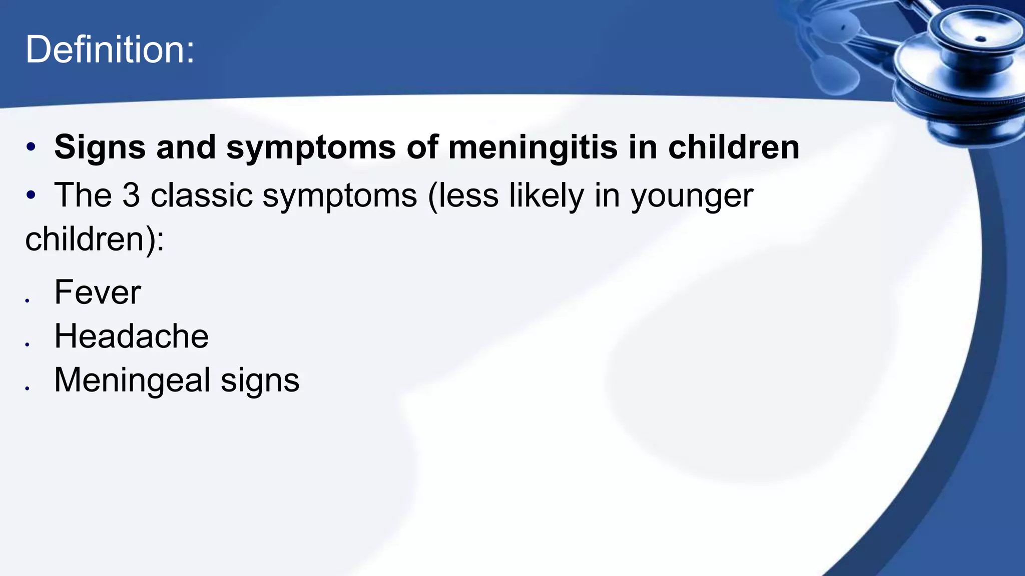 Management of meningeal signs in children | PPTX