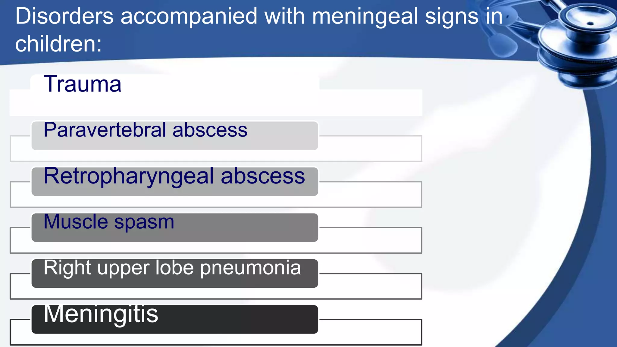 Management of meningeal signs in children | PPTX