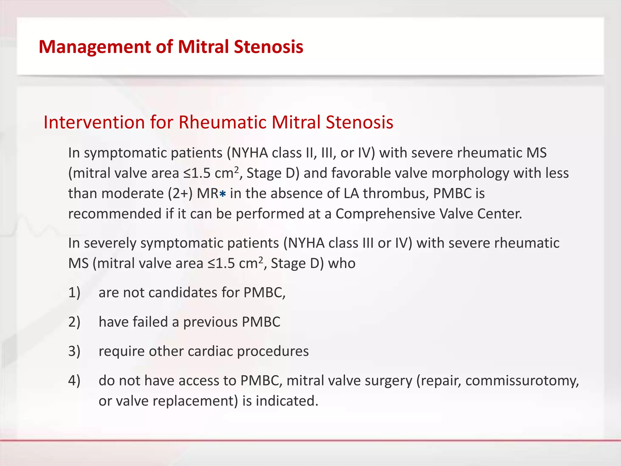 Management of Mitral Stenosis | PPTX