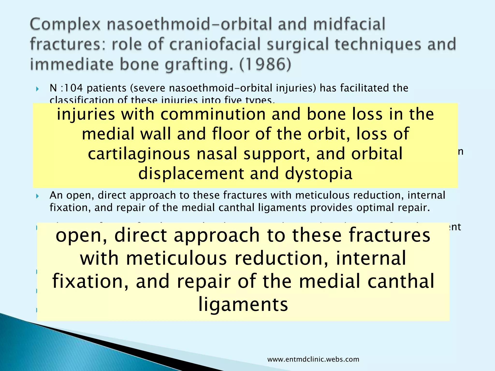 Management of nasoethmoidal fractures | PPTX