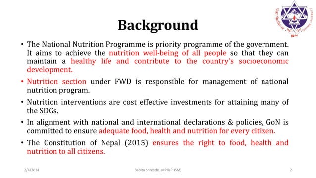 Management of National Nutrition Programme.pptx | Nutrition | Healthy ...