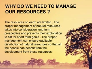 Management of natural resources | PPTX