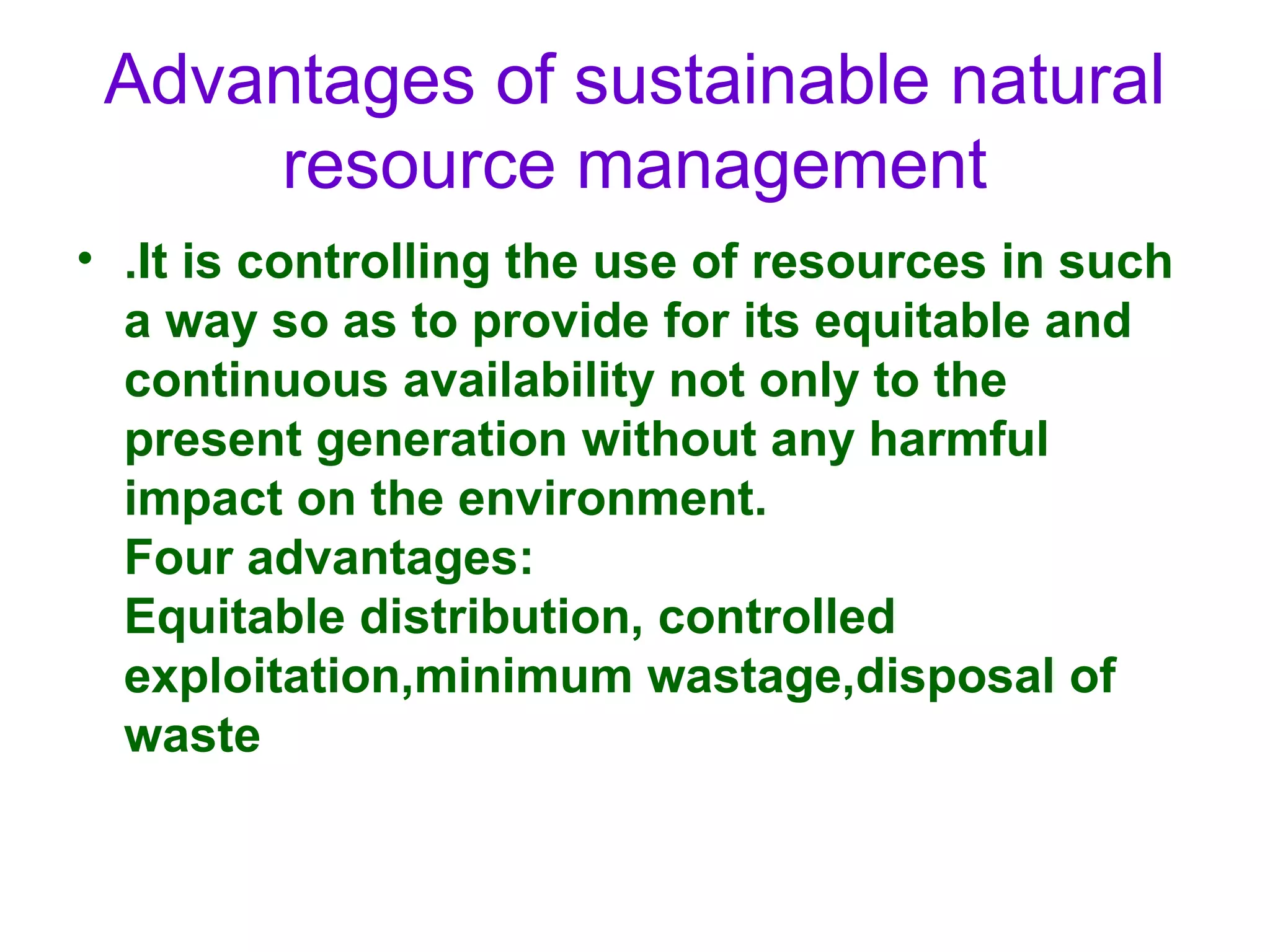 Management of natural resources ppt | PPT