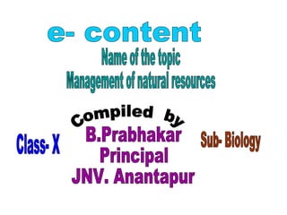 Management of natural resources ppt | PPT