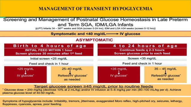 Management of neonatal hypoglycemia ppt | PPT