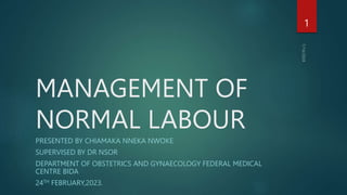 MANAGEMENT OF NORMAL LABOUR IN WOMEN IN HOSPITALS | PPTX