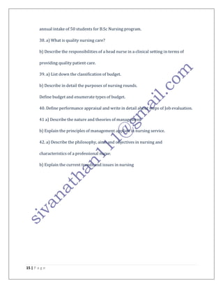 Nursing Management & Education Important Questions | PDF
