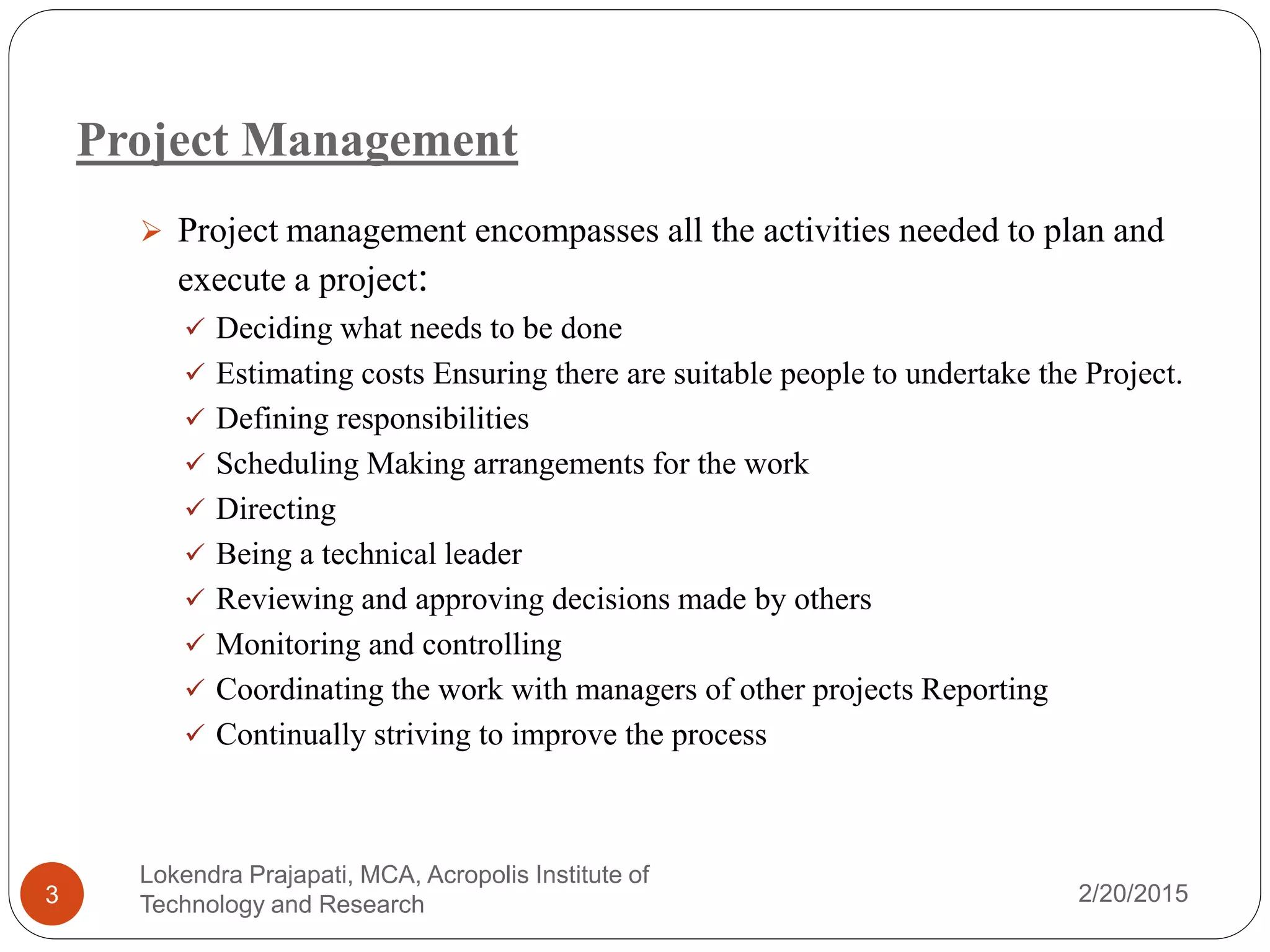 Management Of Objectorientedproject Ppt 3141