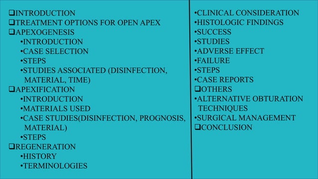 Management of open apex | PPT