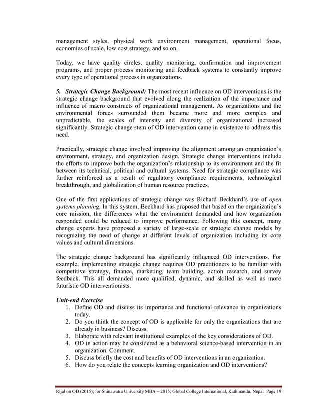 Management of organizational development and change | PDF