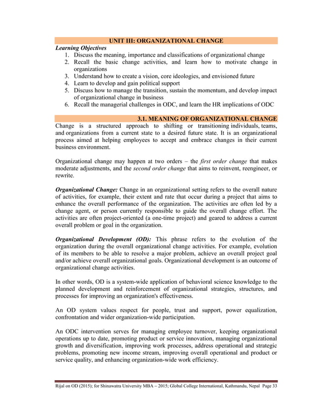 Management of organizational development and change | PDF