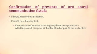 Management of oroantral fistula | PPTX