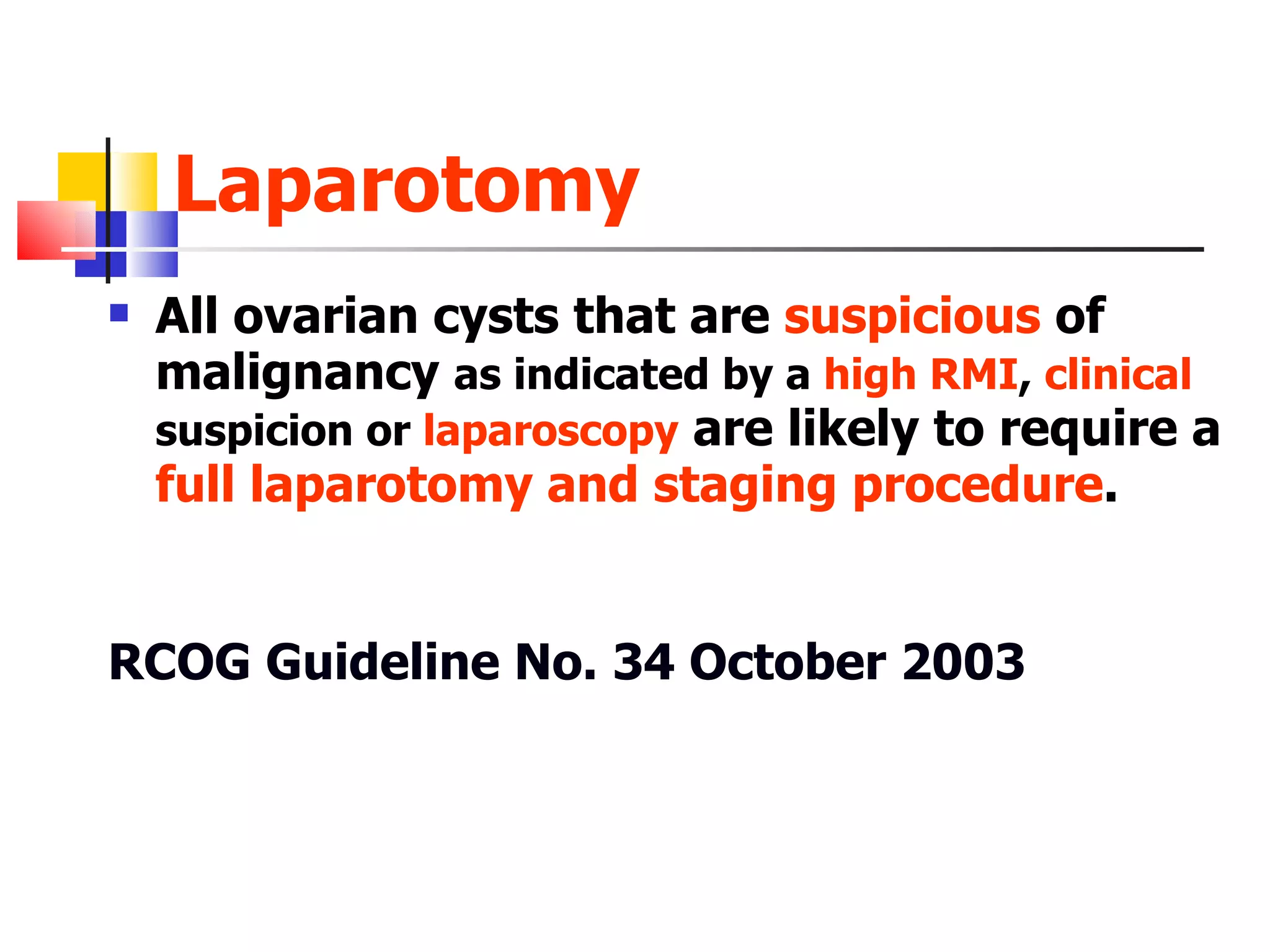 Management of ovarian cysts in postmenopausal women | PPT