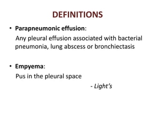Management of parapneumonic effusion and empyema | PPTX