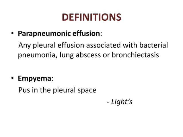 Management of parapneumonic effusion and empyema | PPTX