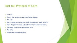 MANAGEMENT OF PATIENT FALL by student pptx | PPTX | First Aid | Injuries