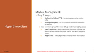MANAGEMENT OF PATIENTS WITH ENDOCRINE DISORDERS THYROID DISORDERS ...