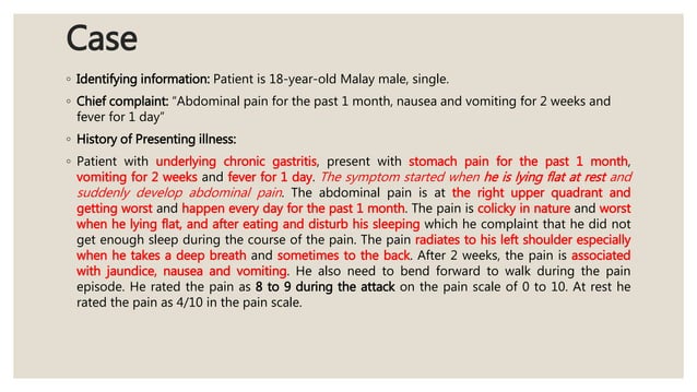 Management of patient with right upper quadrant pain. (desmoplastic ...