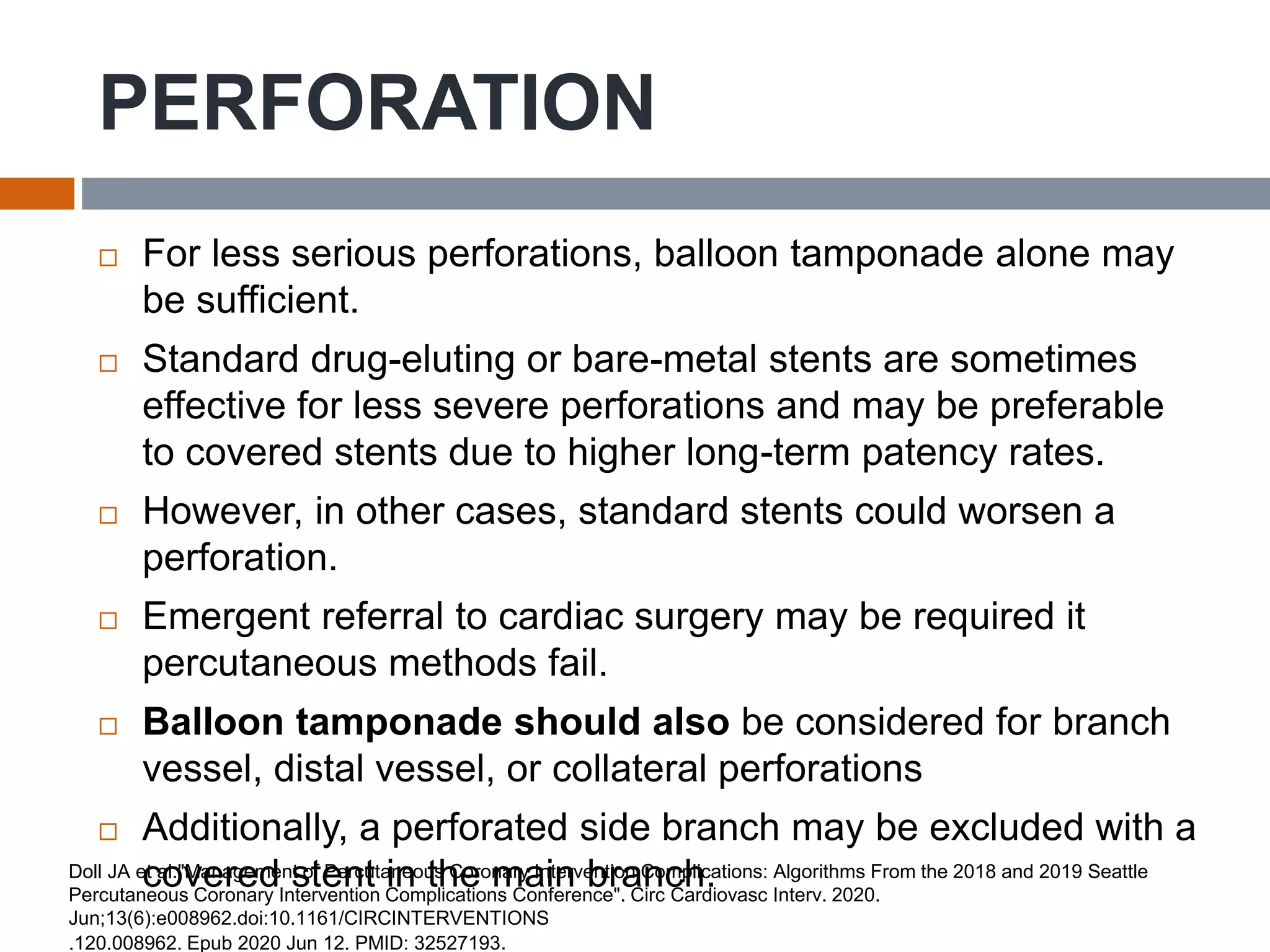 Management of Percutaneous Coronary Intervention PCI Complications Dr ...